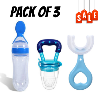Pack of 3 Baby Spoon Feeder with Fruit Pacifier/chusni and U Shape ...