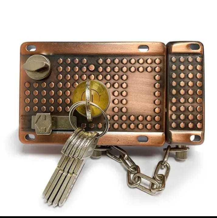 Main Gate Lock Original with 5 Keys| Copper Colour| LT Rim Lock| Best ...