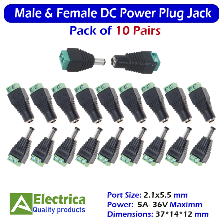 10 Paris 12v DC Power Plug Jack Adapter With Screw Connector Male ...