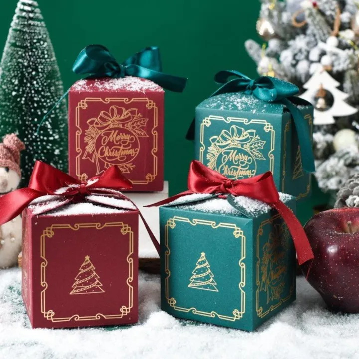 Hot-Stamping Gift Box Eye-Catching Decorative Blue Christmas Box Ribbon ...