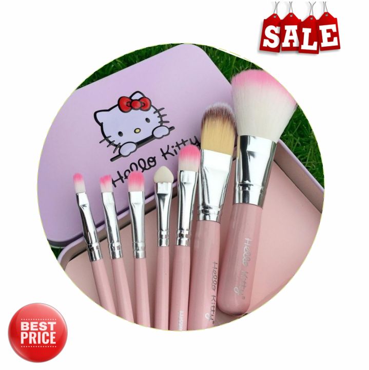 Hello Kitty Complete Makeup Soft Brush Kit with A Hello Kitty Makeup Brushes Storage Box – 7 ...