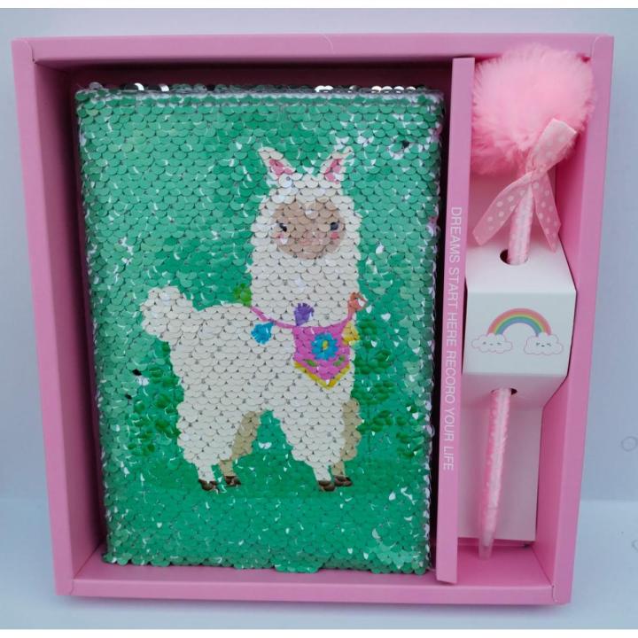 Cute Sequin Color Changing Glitter Notebook with Pen Gift Set PVC Box ...