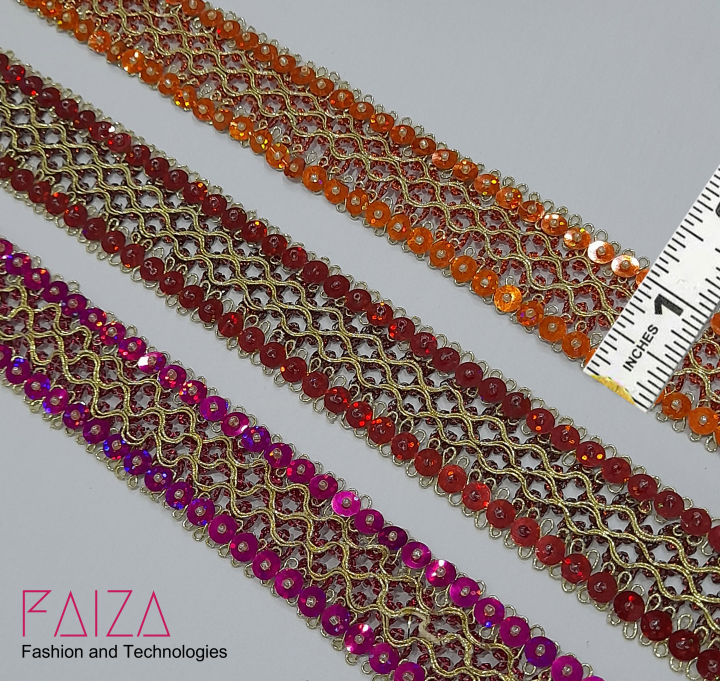 1 Yard/Gaz Fancy Sequin Sitara and Embroidery Work Lace - Versatile ...