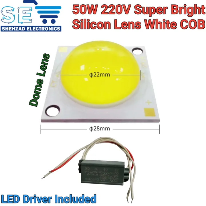 50W 220V Super Bright Silicon Dome Lens COB LED Chip (with LED Driver ...