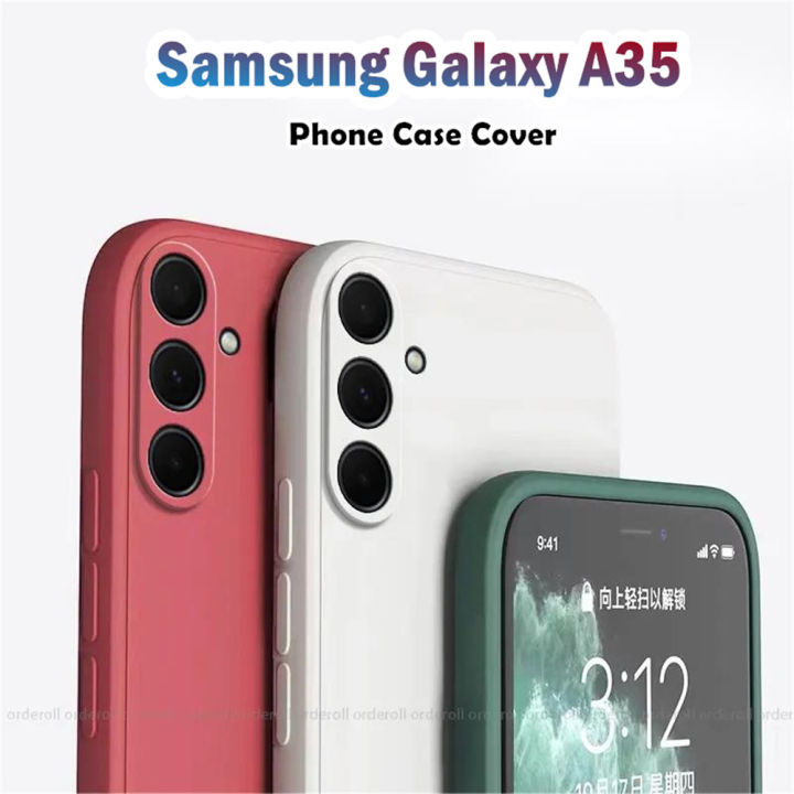 Original For Samsung Galaxy A35 Silicone Full Cover Case Classic Solid ...