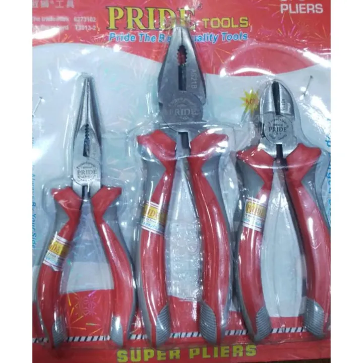 Pride 3 Pcs Tool Set (Plier, Cutter, Nose Plier) | Durable & High ...