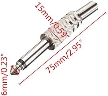 ESPtronics 5 Pcs 6.35 mm Audio Pin Connector Stereo Male Metal Pin Mic ...