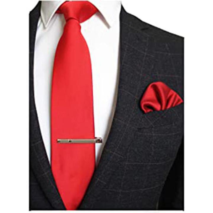 Solid Red Necktie Soft Polyester For Fashion, Formal Wear, Weddings, Prom, Celebration, parties ...