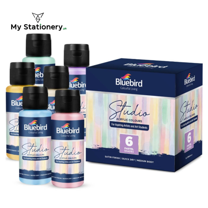 Bluebird Studio Acrylic Colours – 100 ml – Set of 6 Pastel Shades ...