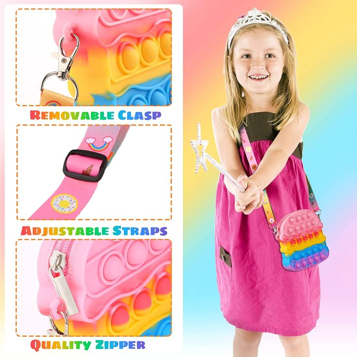 Pop Fidget Toys Shoulder Bag Purse for Girls Kids Relief Stress Simple ...