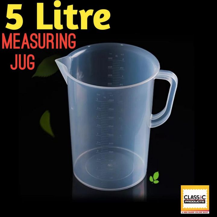 5 Liter Clear Plastic Graduated Measuring Jug for Baking Beaker Liquid ...