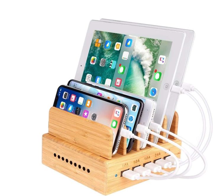 Bamboo Charging Station, Wood Charging Station for Multiple Devices ...