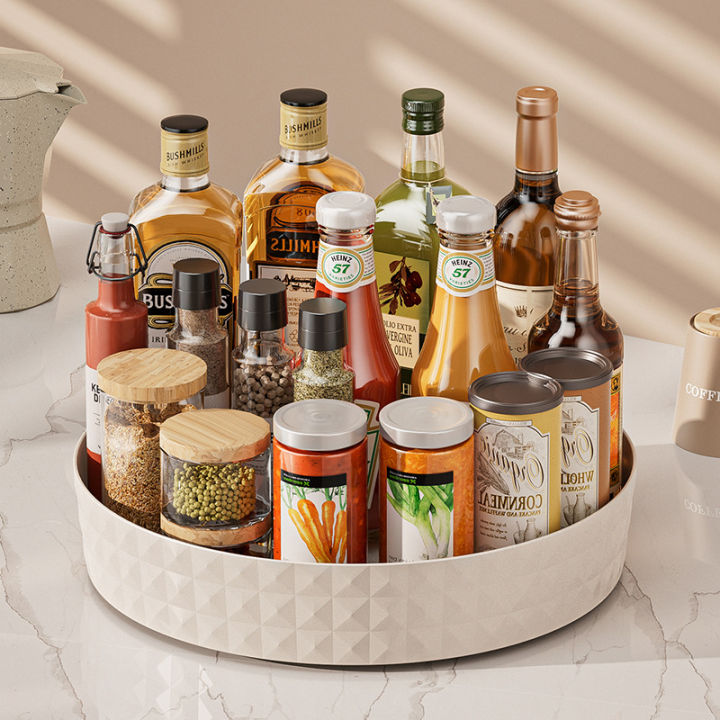 Kitchen Countertop Shelf Rotating Condiment Storage Box Living Room ...