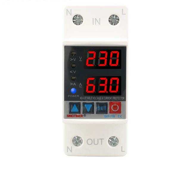 Over Voltage+ Ampere Protection 63A Limit Current Dual Display Surge ...