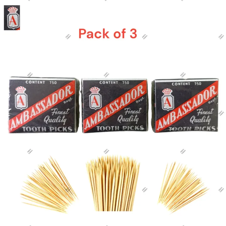 Ambassador Finest Quality Wooden Toothpicks Sticks for Teeth Cleaning ...
