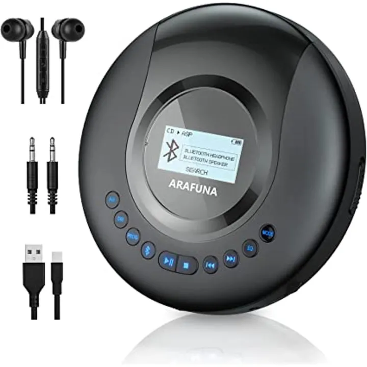 ARAFUNA Bluetooth CD Player for car, Rechargeable Portable CD Player ...