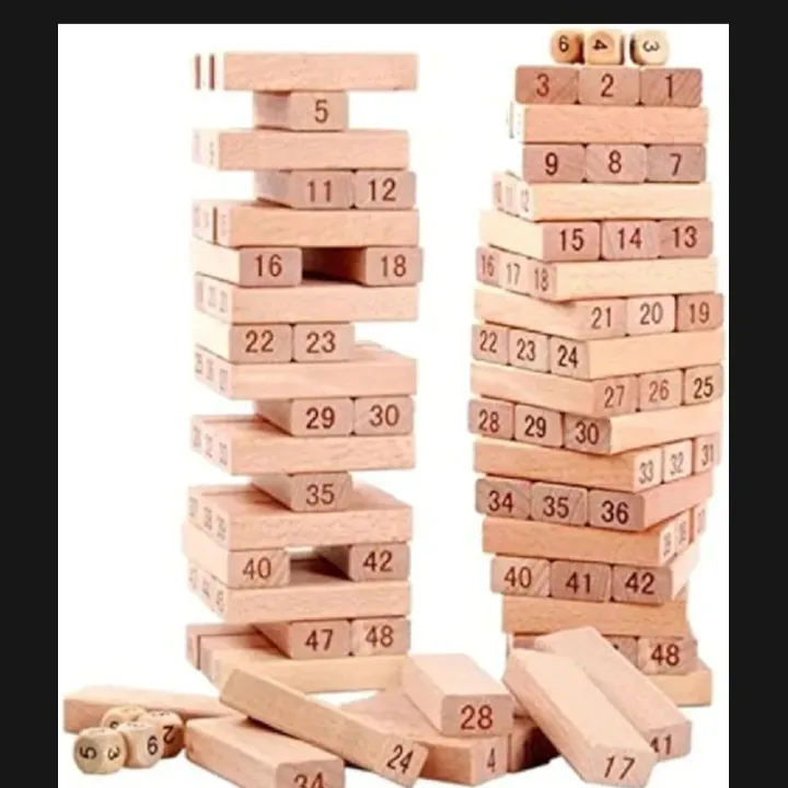 **54PCS Wooden Jenga Stacking Tower Game – Classic Big Size Tumbling ...