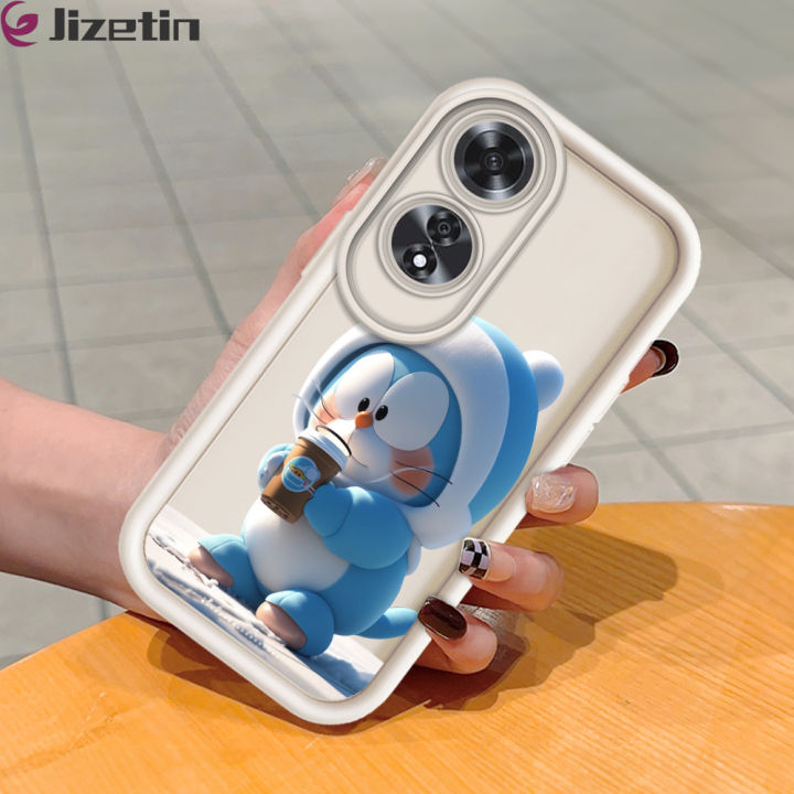 Jizetin for OPPO A60 Back Cover Blue Machine Cat Ladder Camera Soft ...