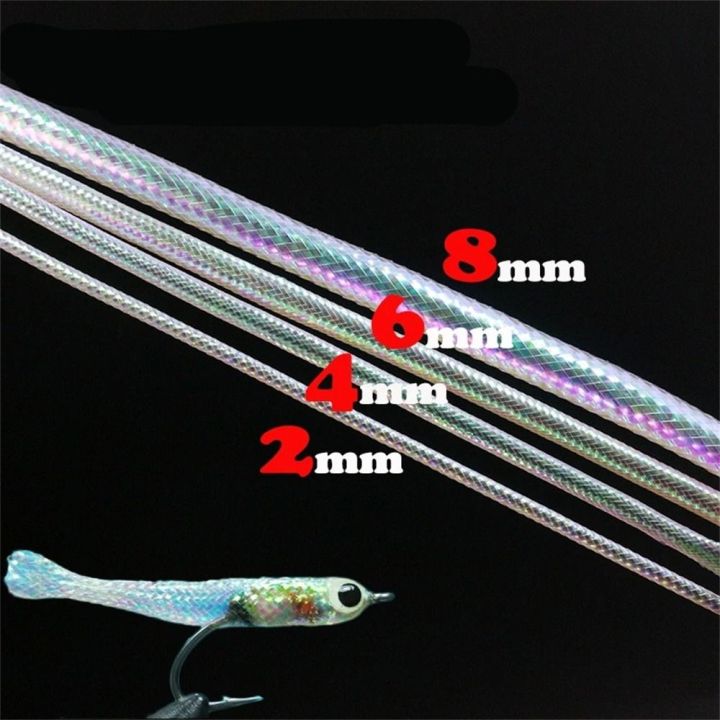1M Fish Lure Fish Bait 2mm 4mm White 6mm 8mm Flash Braided Tubes Fish ...