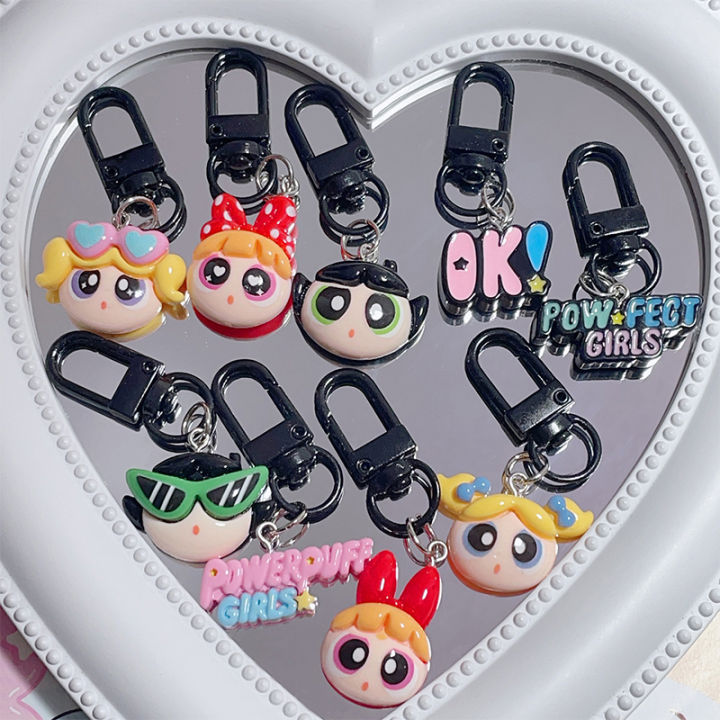 Creative Cartoon Anime Keychain Powerpuff Girls Doll Car Key Pendant ...