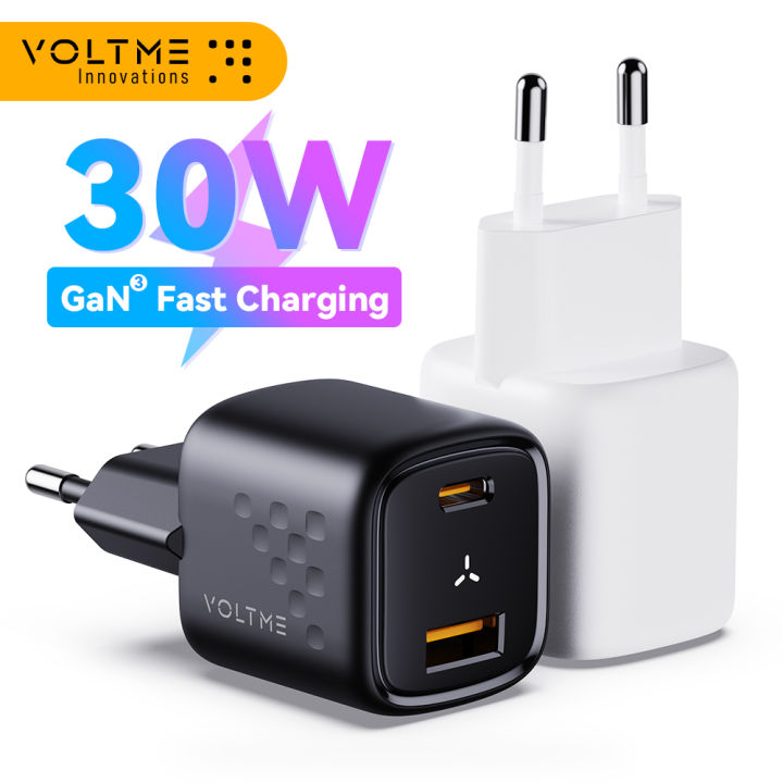 VOLTME USB C 30W GaN QC PD 3.0 Dual Port Portable Adapter For IPhone 13 ...