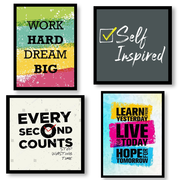 4-Piece Modern Minimalistic Motivational Quotes Frames - (2X 6x8" and ...
