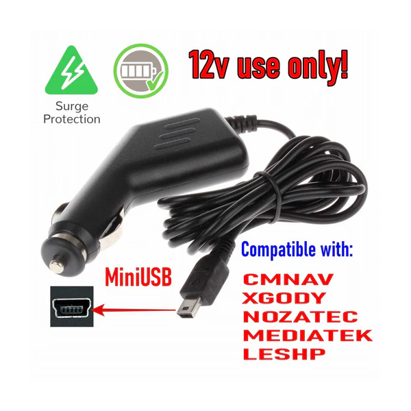Mini USB Dash Cam Power Lead Charger Cable for Sat Nav Car Charger ...