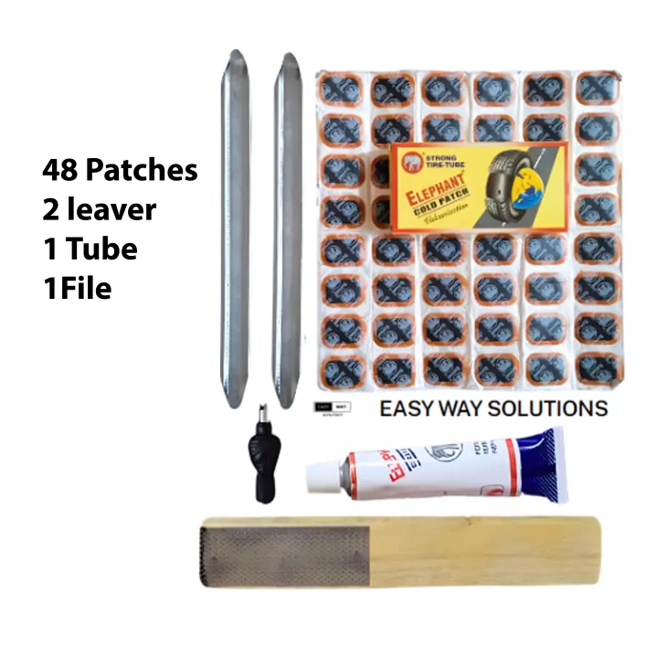 Bycycle Tire puncher Repair Kit-48 Pieces Cold Patches, 2 leaver, 1 ...
