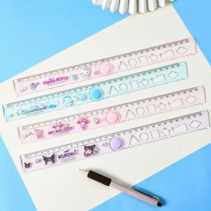 High-quality 15/30cm Sanrio Folding Ruler Wave Line Folding Measure ...