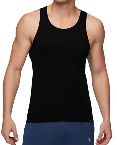 Black Banyan for Men and Boys - Sleeveless Vest Baniyan for Gym, Casual ...