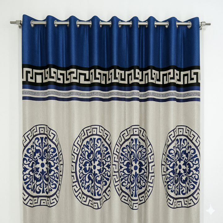 Ornate Motif Pattern Curtains | Single Panel (1 Curtain) Luxury Panels ...