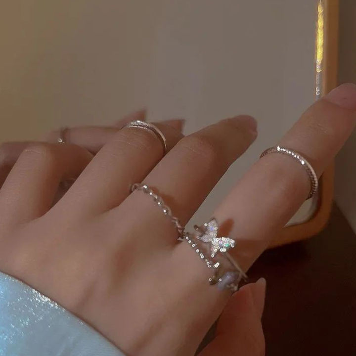 4pcs Butterfly Twist Rings Set For Women Girls Adjustable Minimalism Elegant Ring Set Fashion ...