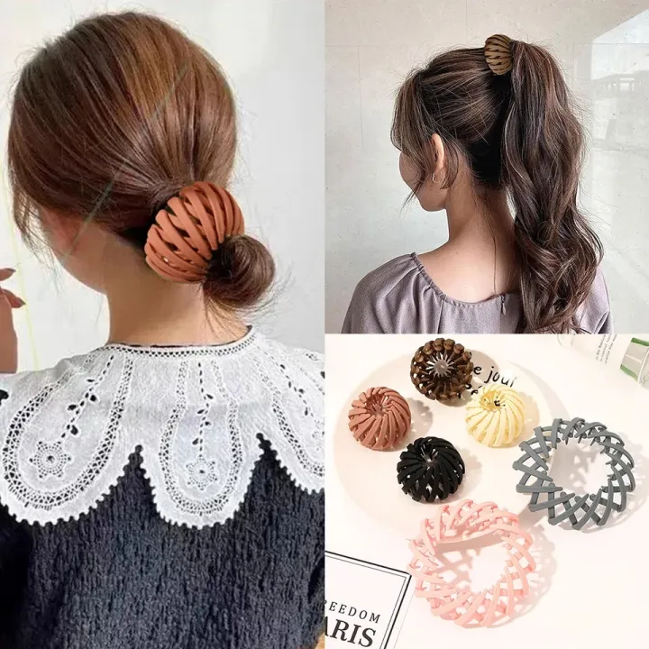 1Pc Plastic Round Top Hairpin Clip Bun cage minimalist Bun holder cage ...