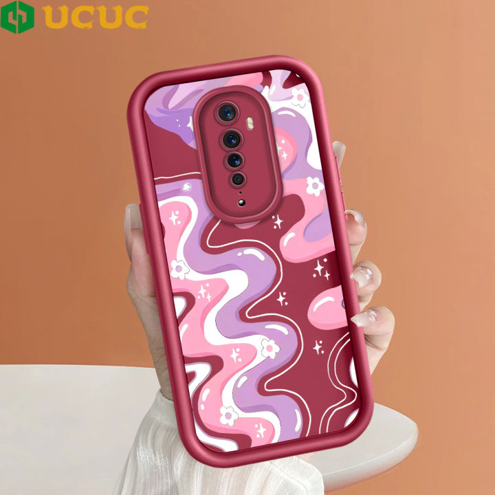 UCUC for OPPO Reno2 Back Cover Pink Purple Wave Ladder Camera Soft ...
