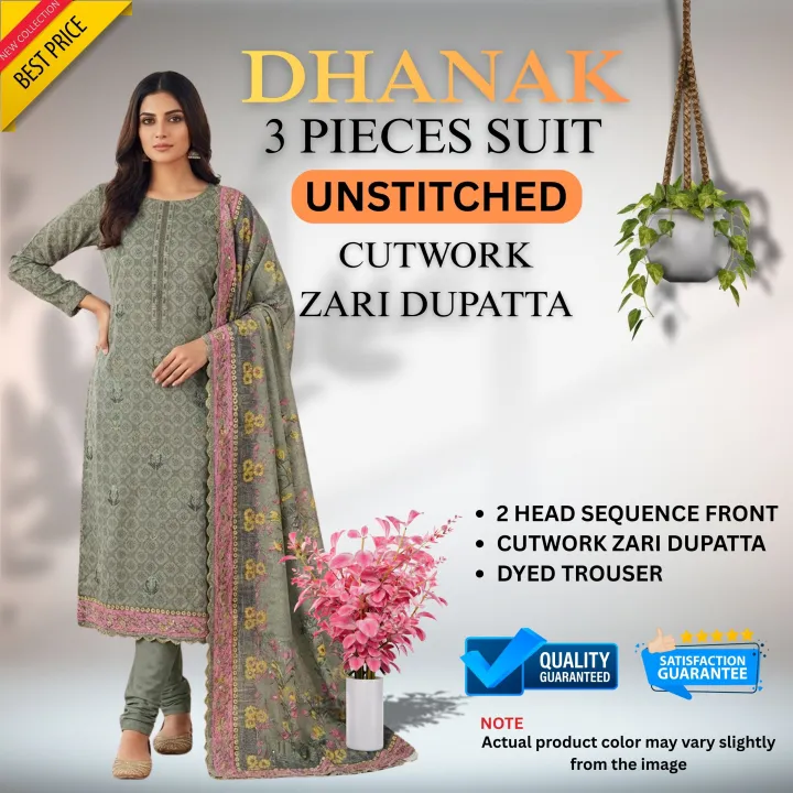 3 Pcs Dhanak Fabric Unstitched Ladies Winter Suit – New Arrival with ...