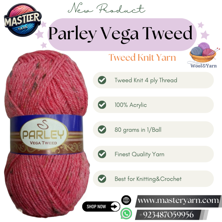 Parlay Vega Tweed | Multi-color yarn | 4 Ply | 100% Acrylic | 80 grams in one ball | Best for ...