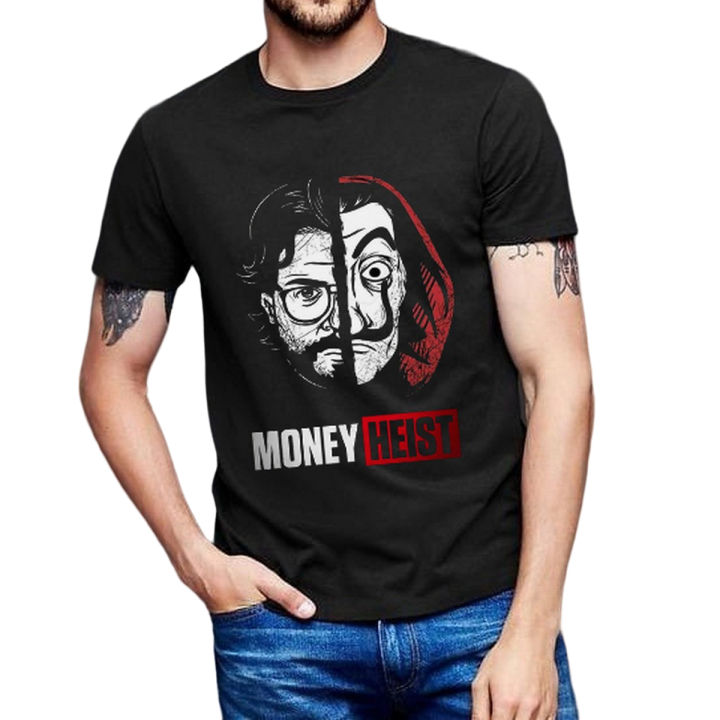 Money heist Digital Printed T-Shirt For Men black | Daraz.pk