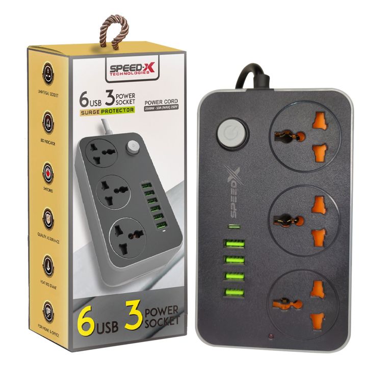 Versatile Power Hub 603pu Power Universal with 3 Sockets, 4 USB, and ...