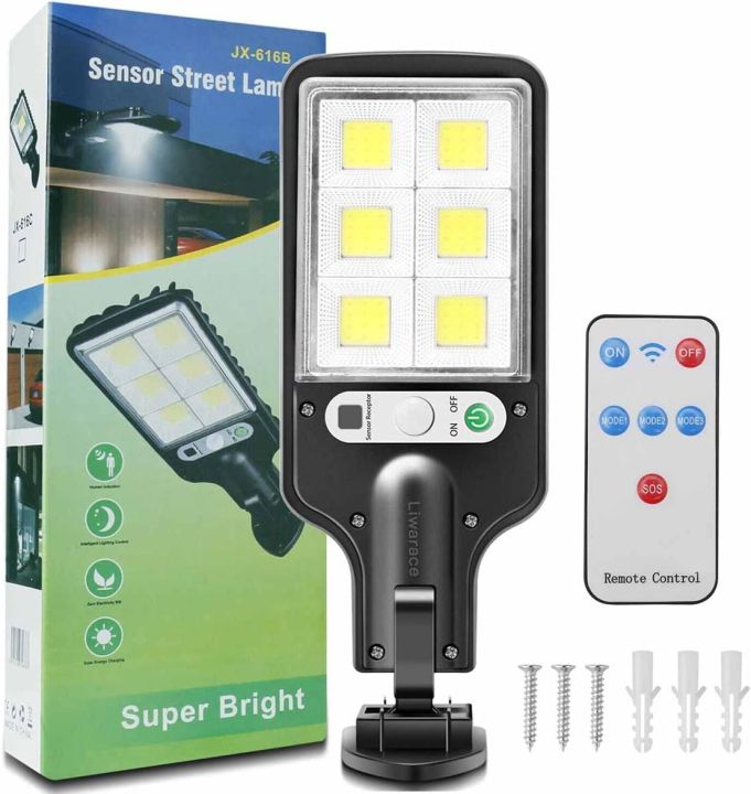 Remote Control Solar Light Outdoor Solar Rechargeable Wall Lamp PIR Motion Sensor Waterproof ...