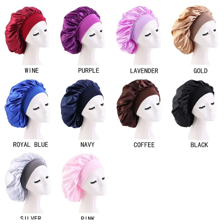 Fashion Big Size Satin Silk Bonnet Sleep Night Cap Head Cover Bonnet ...