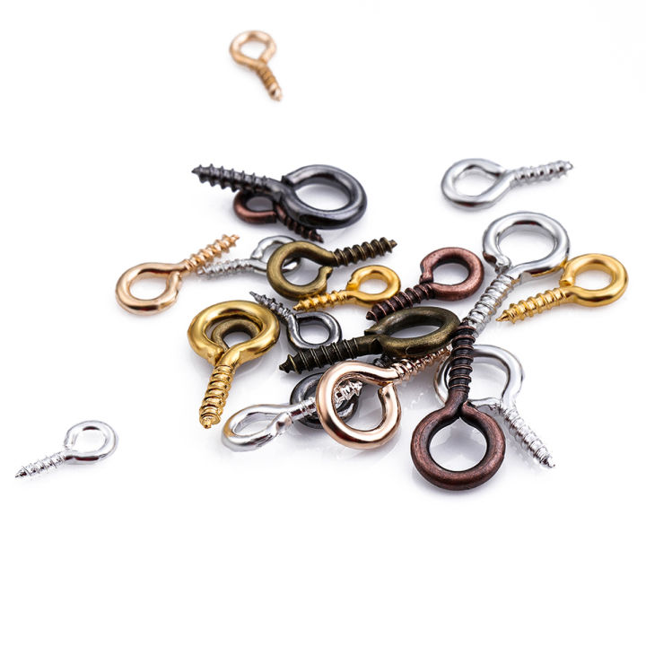 200Pcs Small Tiny Mini Eye Pins Eyepins Hooks Eyelets Screw Threaded ...
