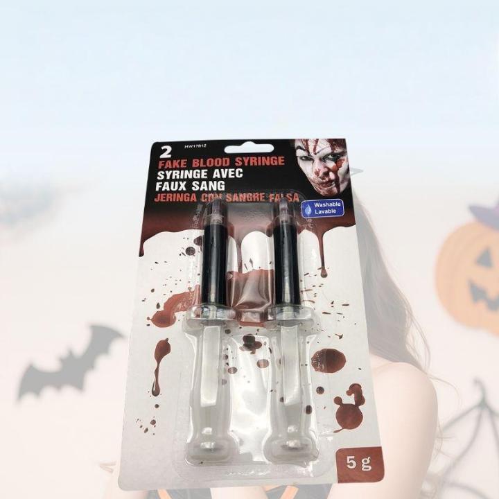 2Pcs 5ml Halloween Fake Blood Syringe Liquid Blood Eye Blood Drops For ...