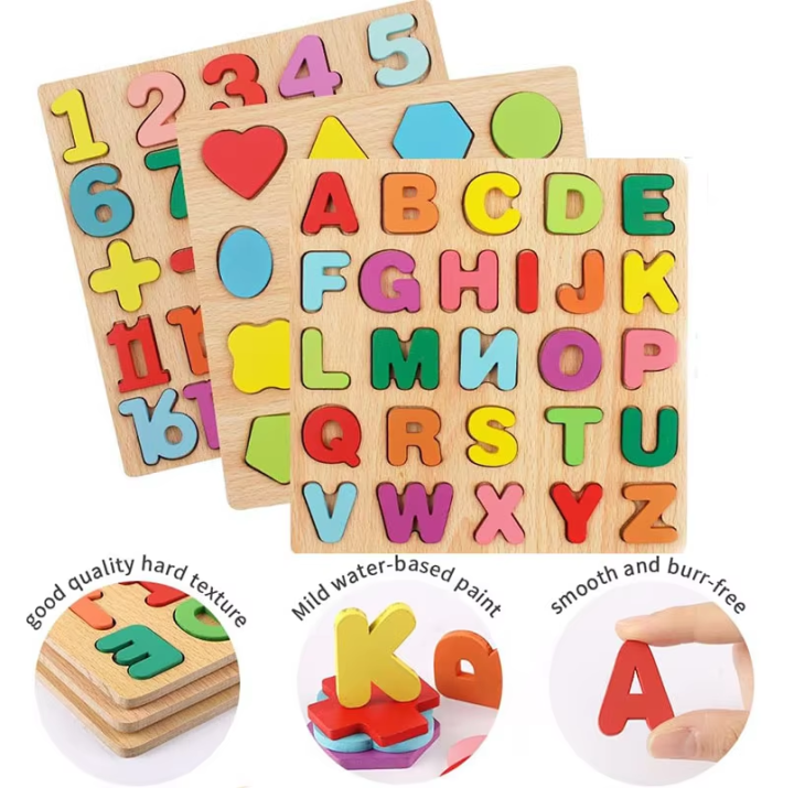 Odeez Wooden Slates Alphabets Letters Numbers and Shapes, Small and ...