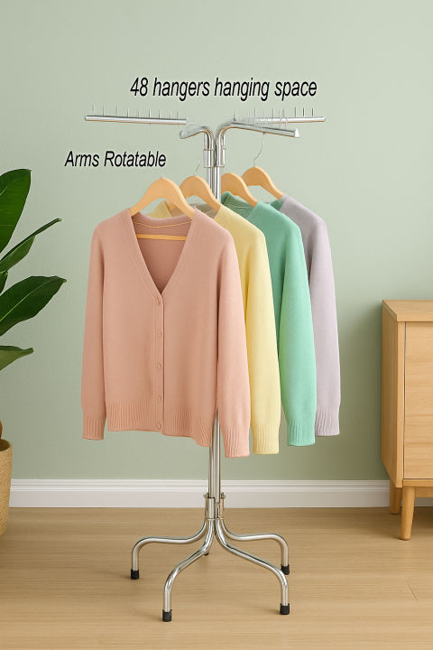 Cloth hanging stand 48 hangers hanging space Silver | Daraz.pk