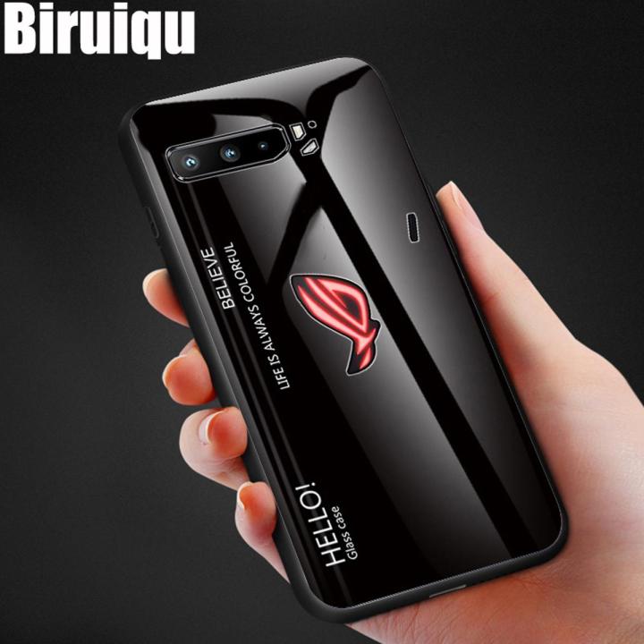 Biruiqu For ASUS ROG Phone 3 Shockproof Gradient Tempered Glass Back ...