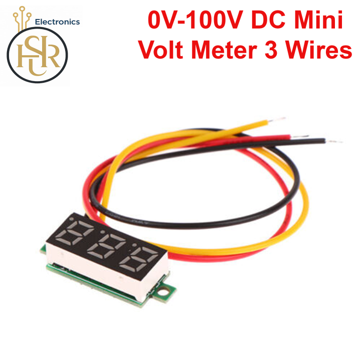 Mini DC Voltmeter 0.1V to 100V Three wire 0.28 Inch RED LED Display ...
