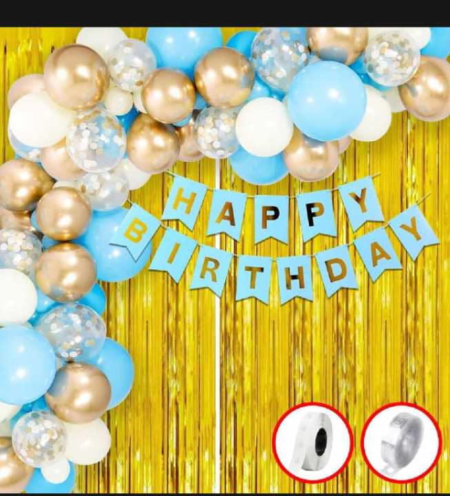 Blue White & Golden Combo (46 PCS) Theme for Decoration Birthday, Party ...
