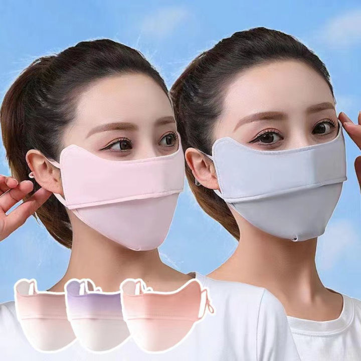 Ice Silk Face Mask Uv Sun Protection Summer Adjustable Breathable Men ...