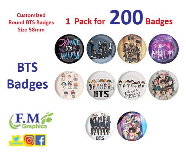 Customized BTS Badges In one Pack of 200 BTS Badges | Daraz.pk