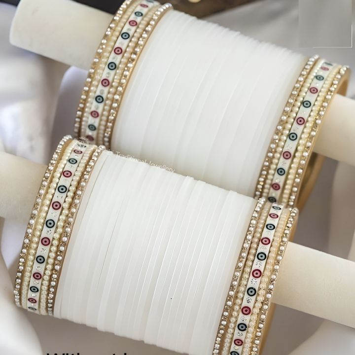 White Chudiyan for women, Chura, Bridal Bangles, Punjabi Traditional ...